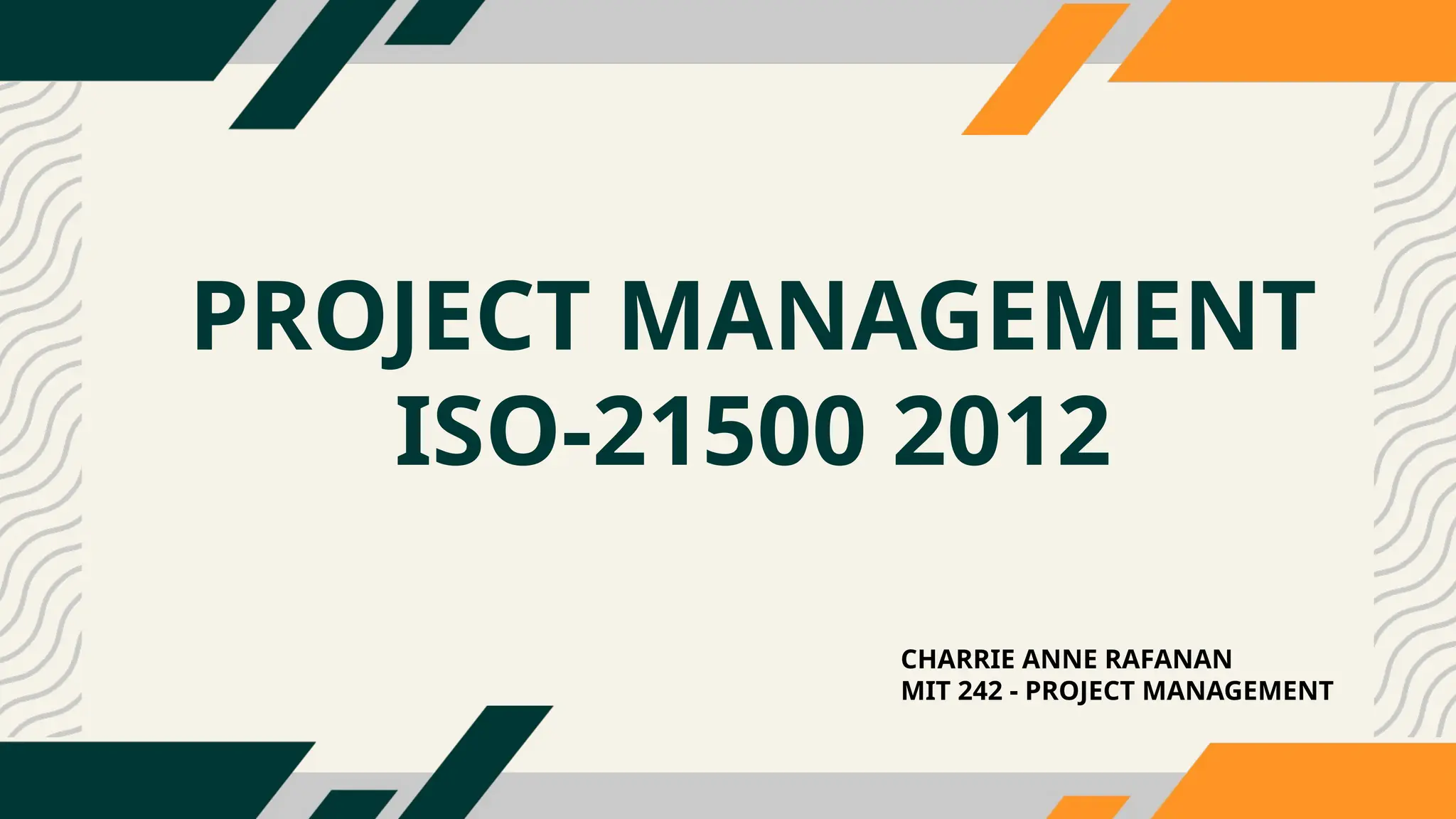ISO 21500 (2012) - Project Management Processes Under Cost | PPTX