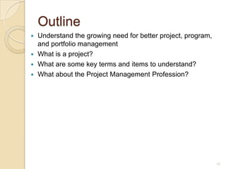Project Management Overview | PPTX | Business | Business and Finance
