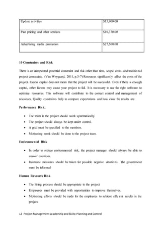 PROJECT MANAGEMENT, LEADERSHIP, AND SKILLS: PLANNING AND CONTROL | Yang ...