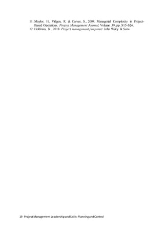 PROJECT MANAGEMENT, LEADERSHIP, AND SKILLS: PLANNING AND CONTROL | Yang ...