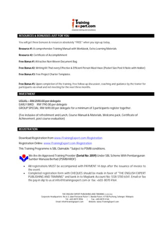 Project management 2 days fast track public program course brochure. by i trainingexpert | PDF