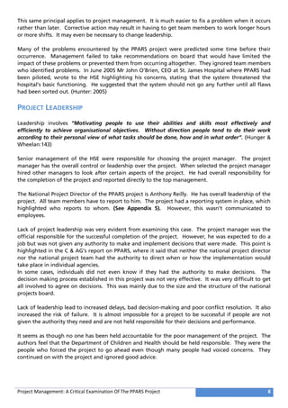 Project Management: A Critical Examination of the PPARS Project | PDF