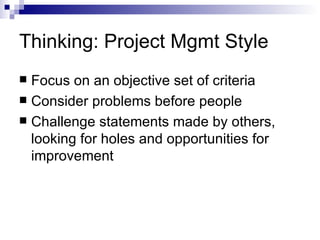 Project Management and Personality Type | PPT