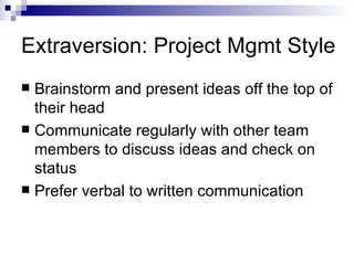 Project Management and Personality Type | PPT