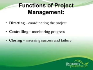 Project management and project life cycle | PPTX