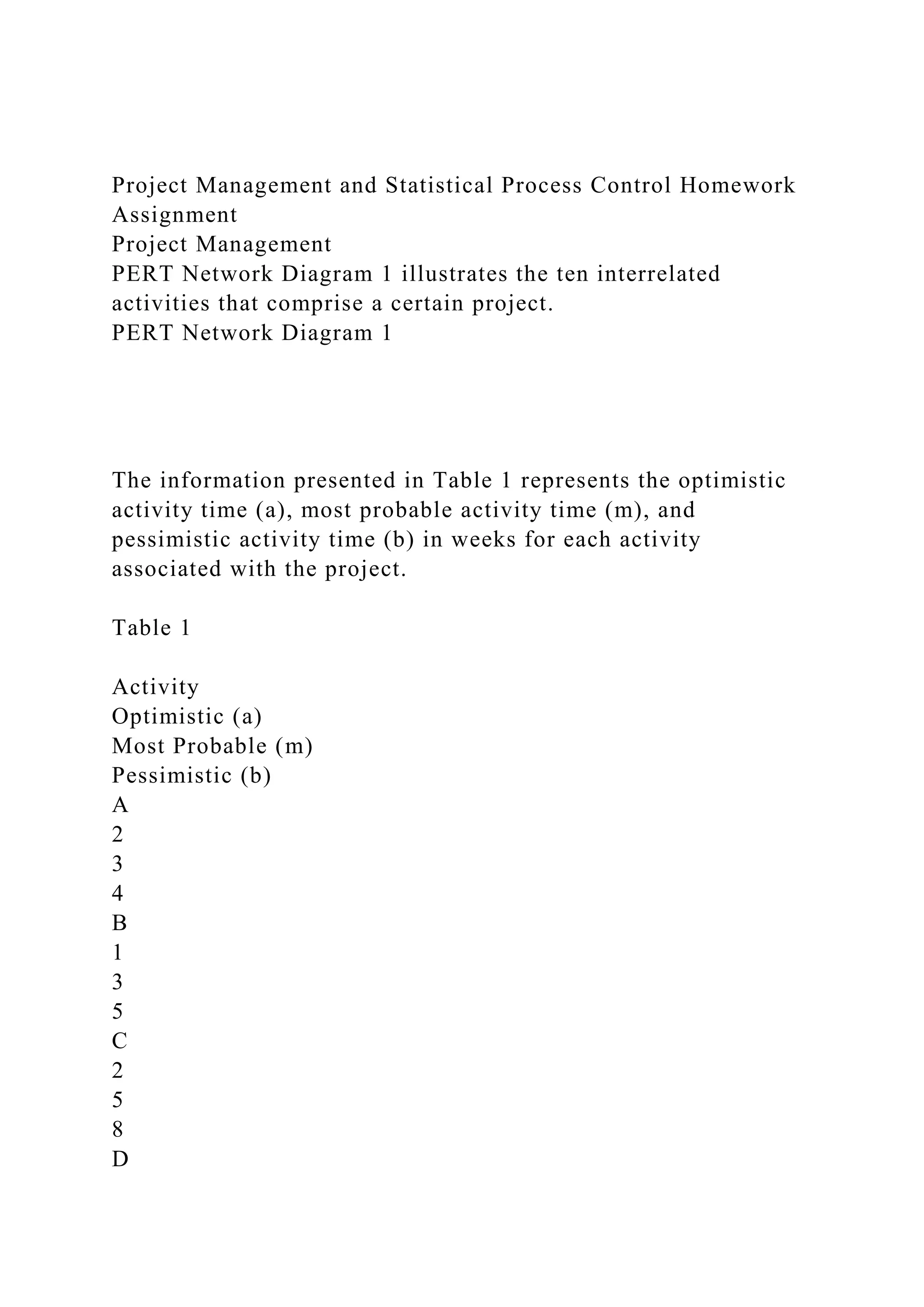 Project Management and Statistical Process Control Homework Assign.docx