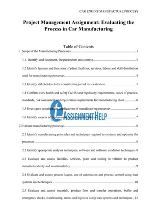 Project management assignment evaluating the process in car manufacturing | PDF | Automotive ...