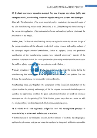 Project management assignment evaluating the process in car manufacturing | PDF | Automotive ...