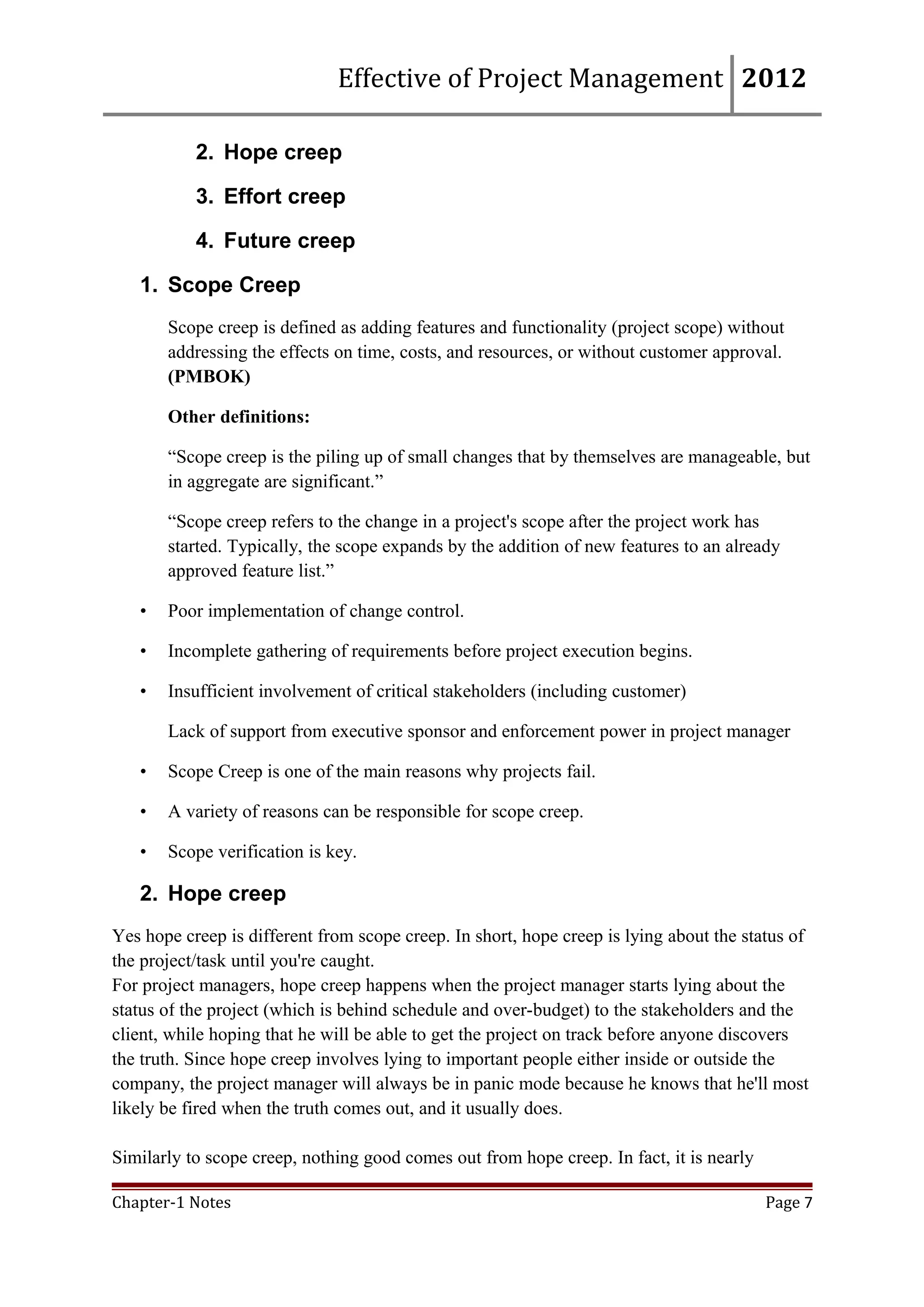 Project management chapter 1 notes | DOC