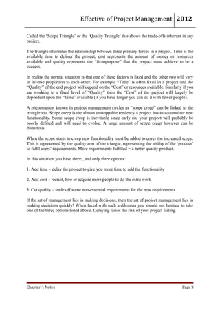 Project management chapter 1 notes | DOC