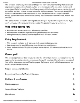 Project Management Complete Course - Course Gate | PDF