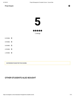 Project Management Complete Course - Course Gate | PDF