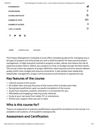 Project Management Complete Course - LIBM | PDF