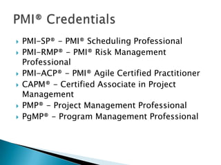 Project Management Credentials | PPT