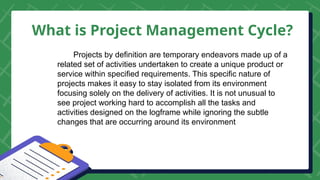 PROJECT MANAGEMENT CYCLE REPORT IN MASTERAL | PPTX | Business ...