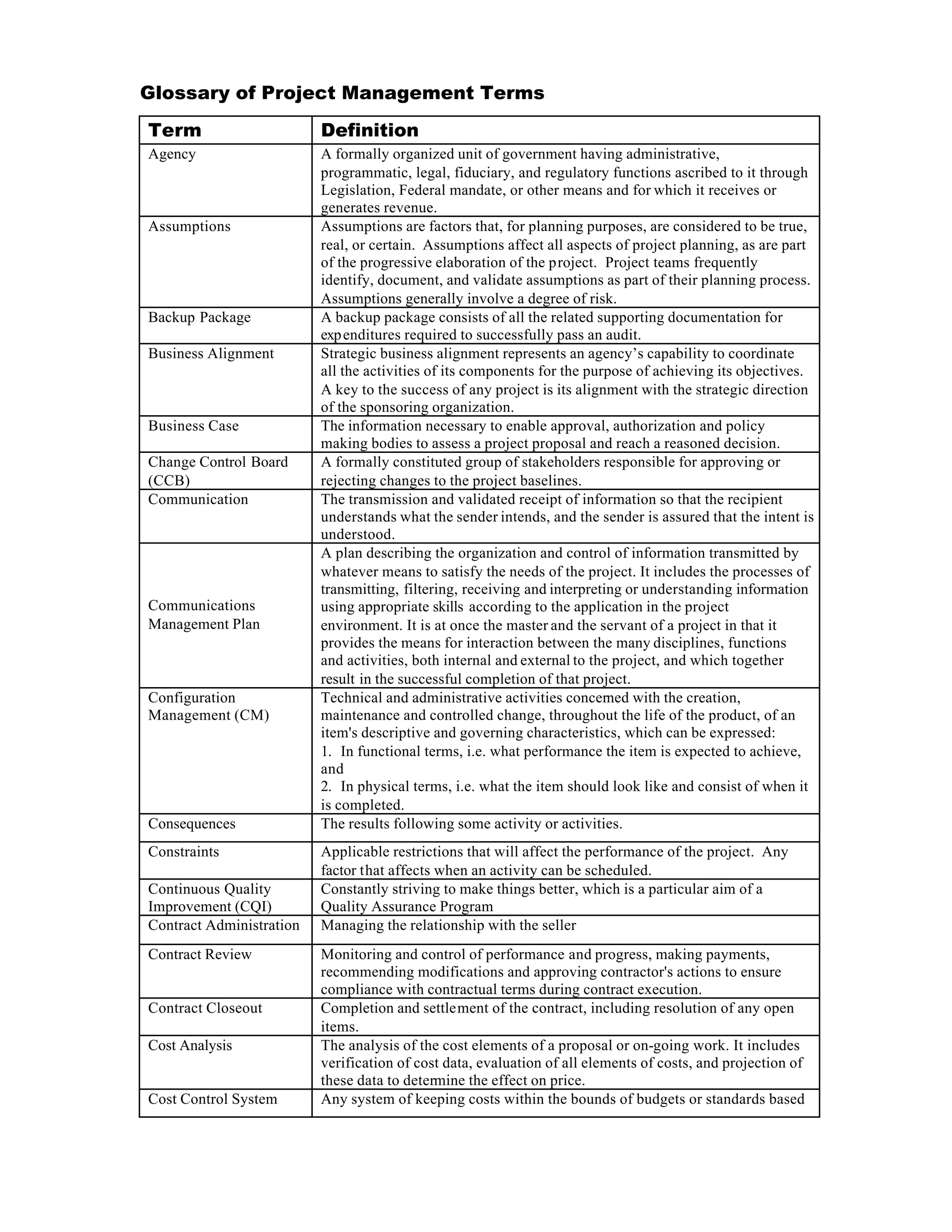 Project Management Definitions | PDF