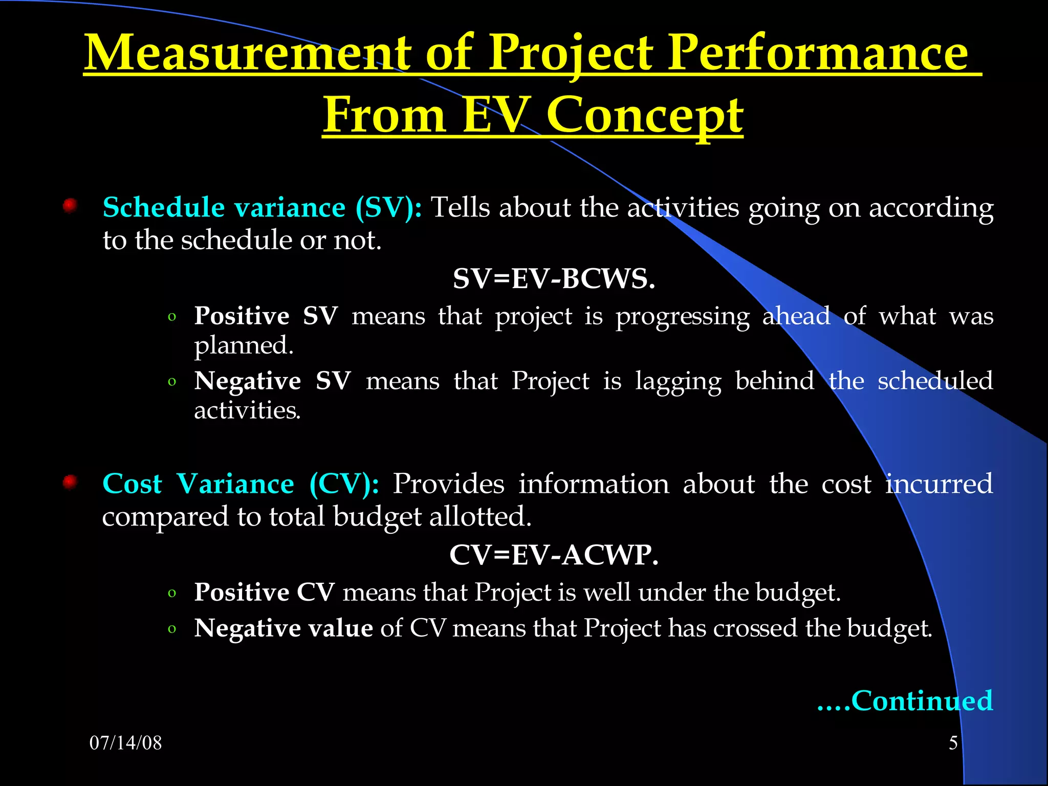 Project Management Earned Value Ppt