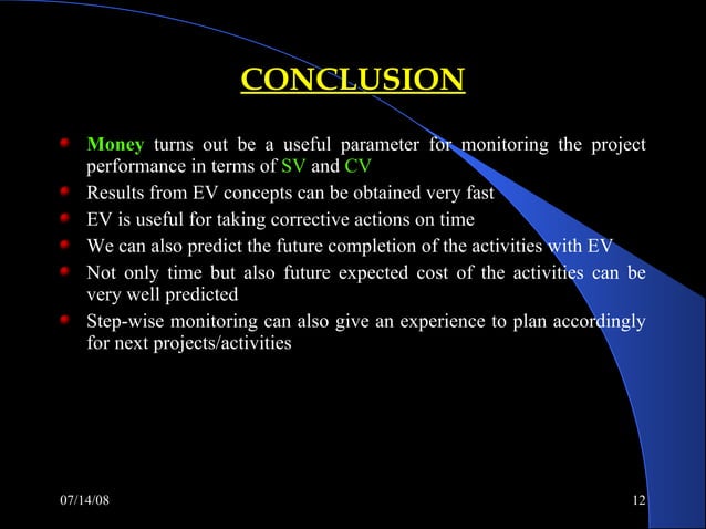 Project Management Earned Value | PPT