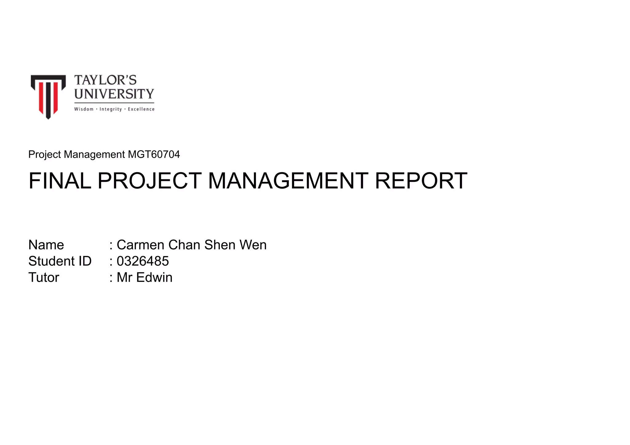 Final Project Management Report | PDF