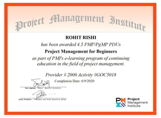 Project management for beginners pmi | PPT