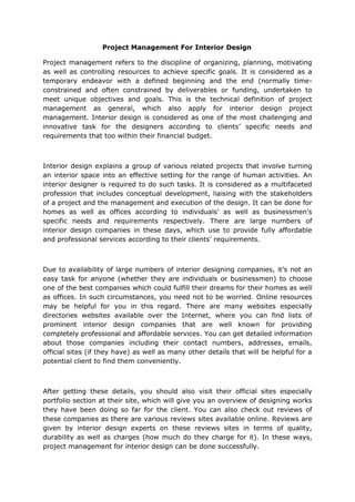 Project management for interior design | PDF