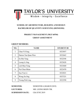 Project Management Group Assignment Final Report | PDF