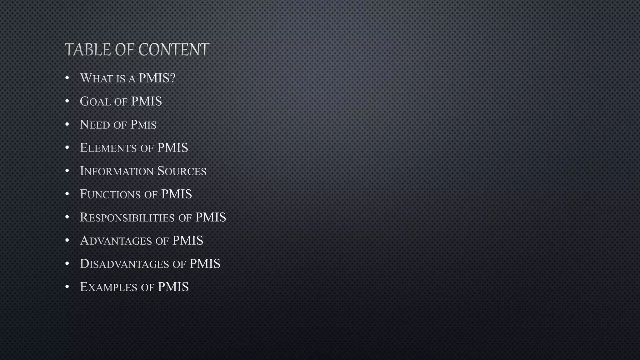 Project management information system (PMIS) | PPTX