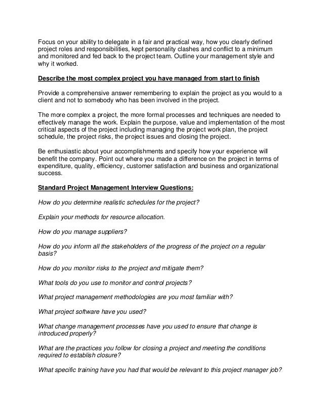 Project management interview