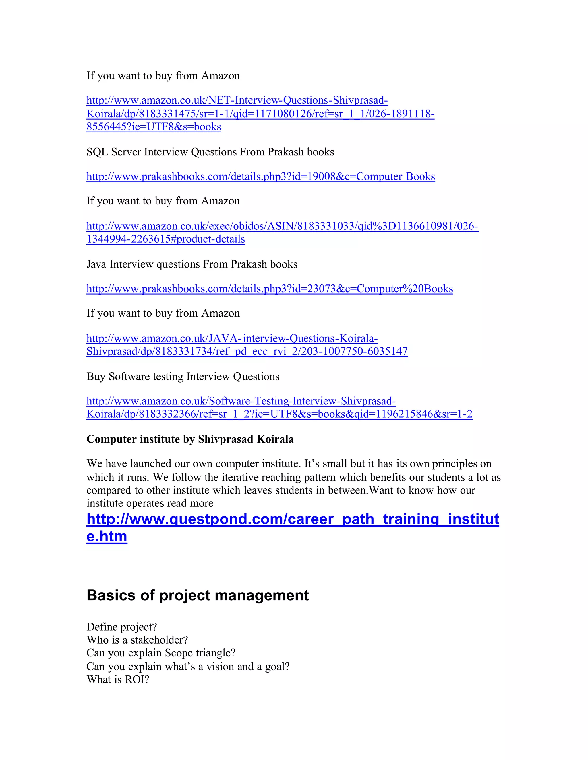 Project Management Interview Questions | PDF