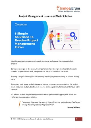 Project management issues and their solution | PDF