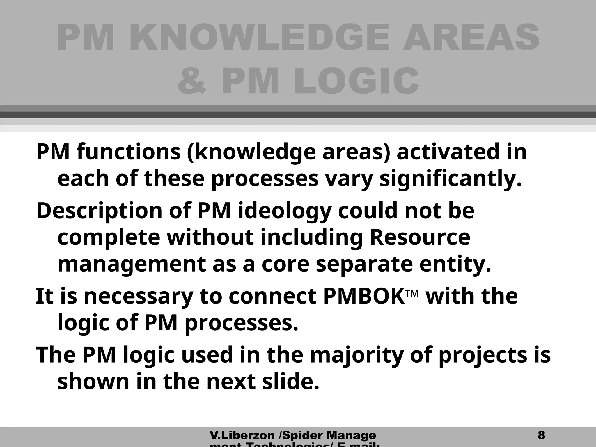 PROJECT MANAGEMENT LOGIC AND PMBOK STRUCTURE 2002.ppt