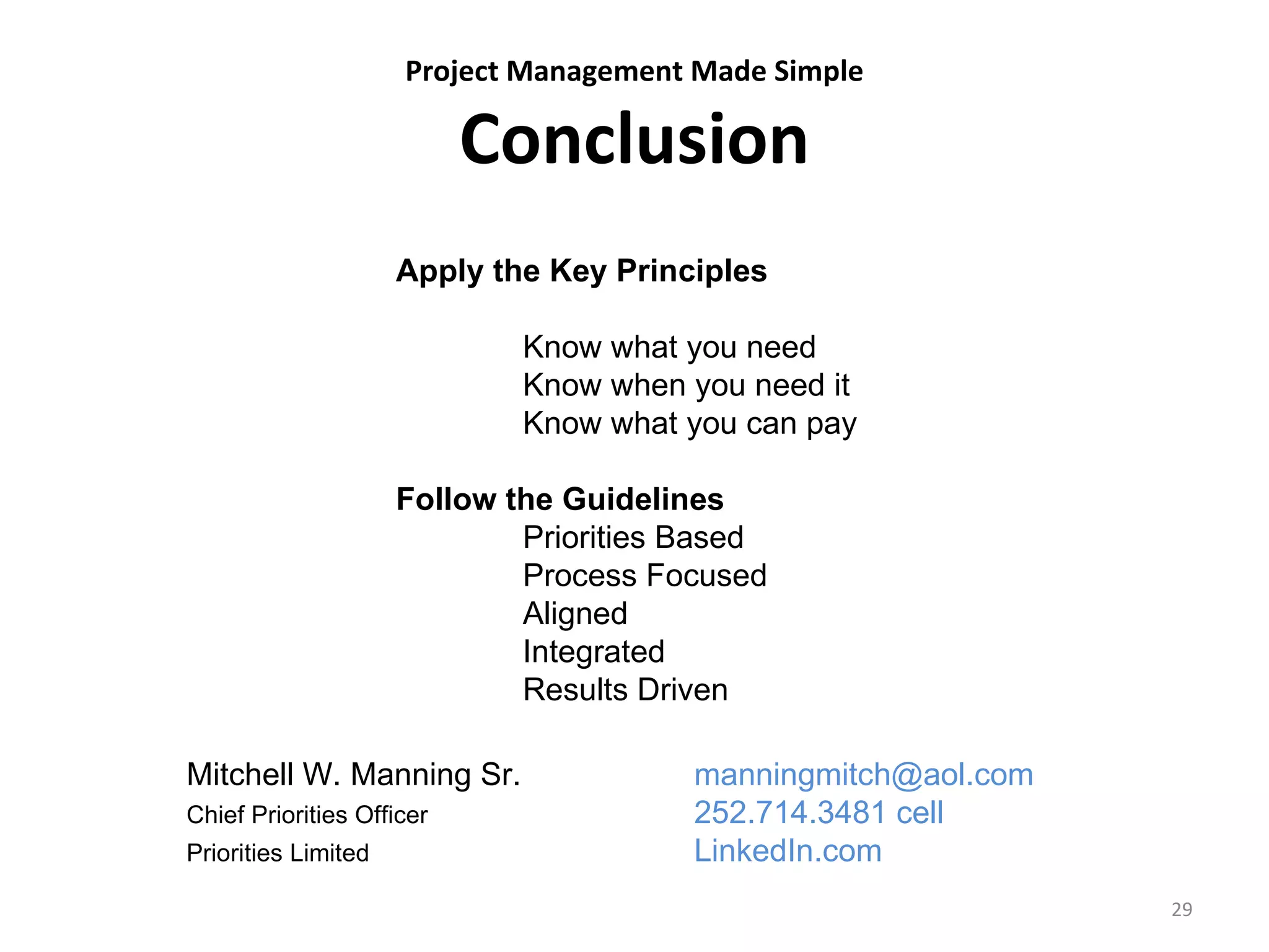 Project Management: "made simple" using quick connects | PPT | Business ...