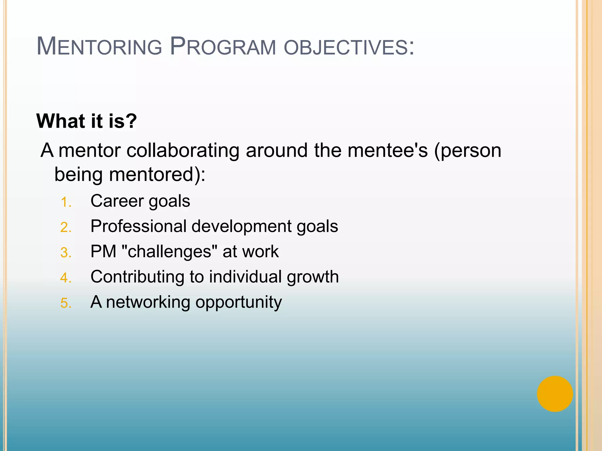 Project management mentoring programme | PPTX