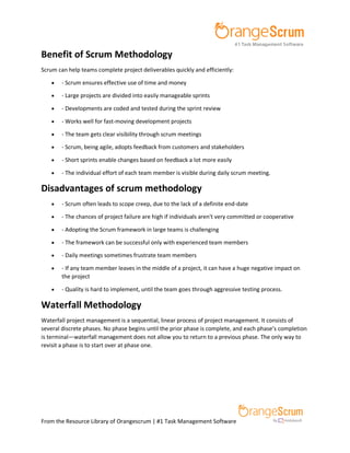 Project Management Methodologies Orangescrum Tutorial | PDF