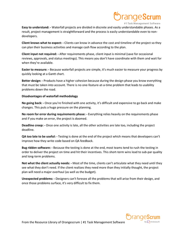 Project Management Methodologies Orangescrum Tutorial | PDF