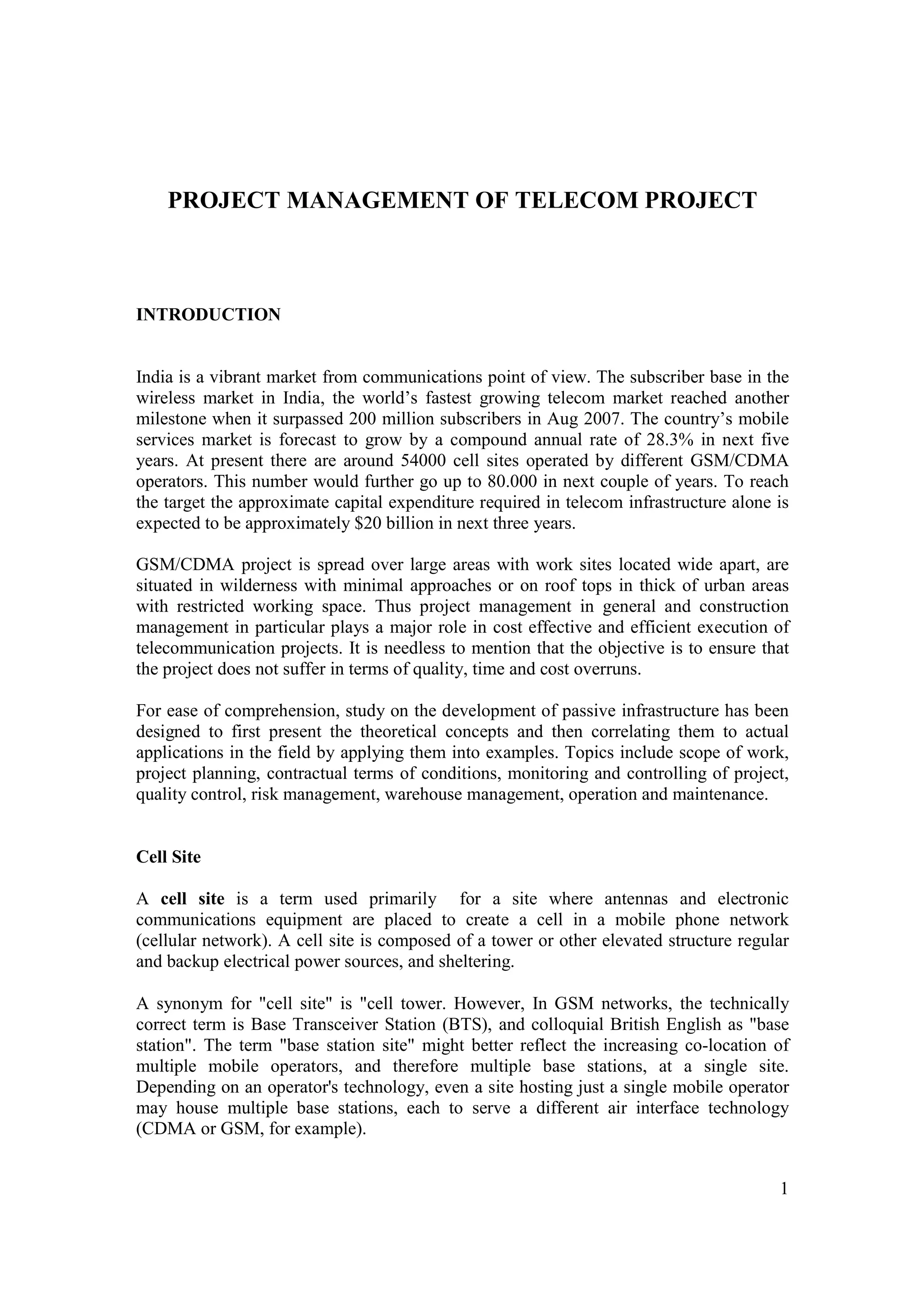 Project ManagementOf Telecom Project A Case Study | PDF