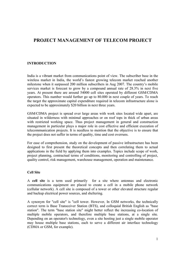 Project ManagementOf Telecom Project A Case Study | PDF ...