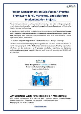 Project Management on Salesforce A Practical Framework for IT ...