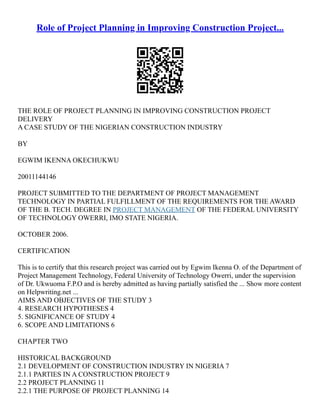 Project Management, Perspective, Planning And Implementation | PDF
