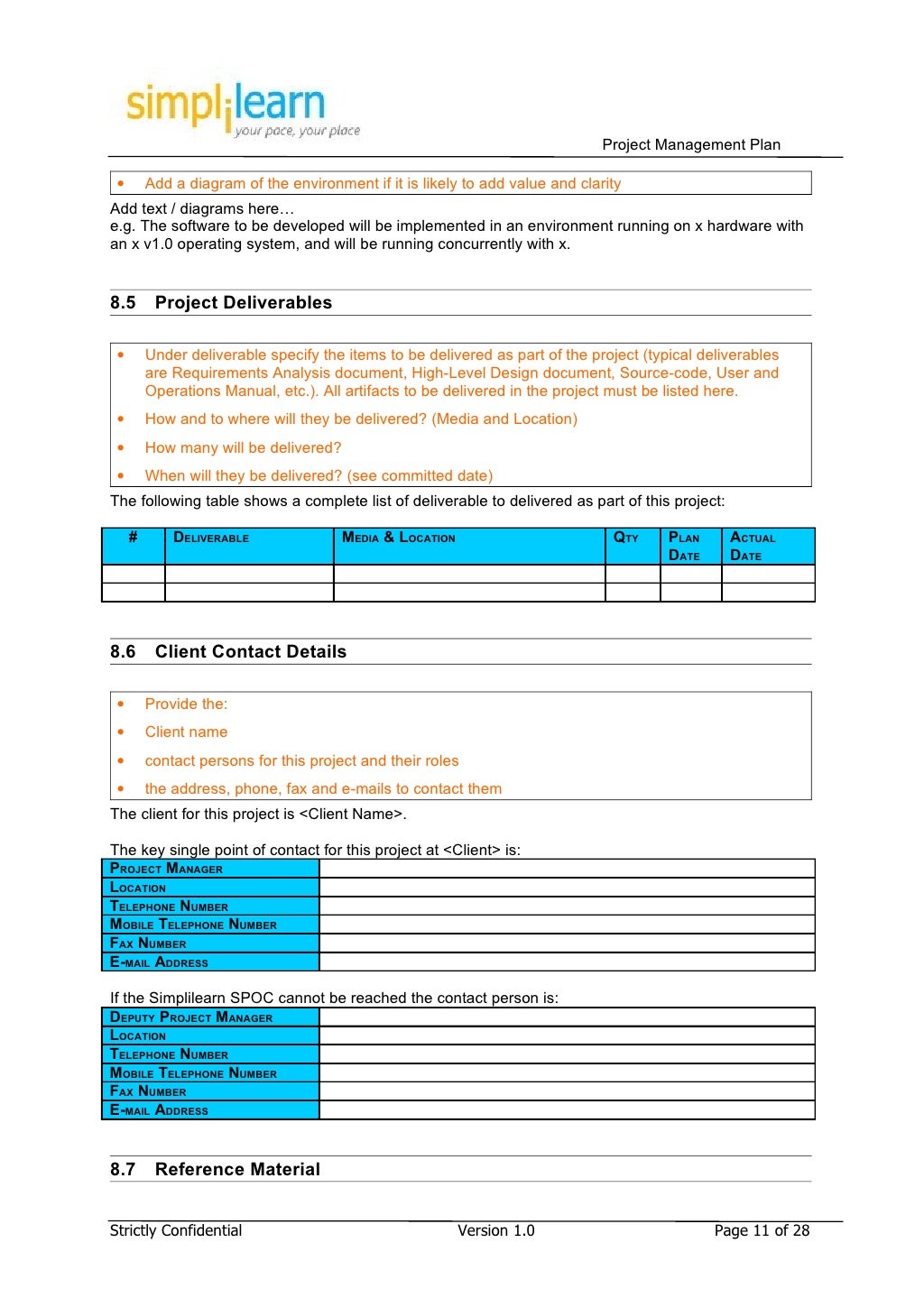 Project Management Plan Template