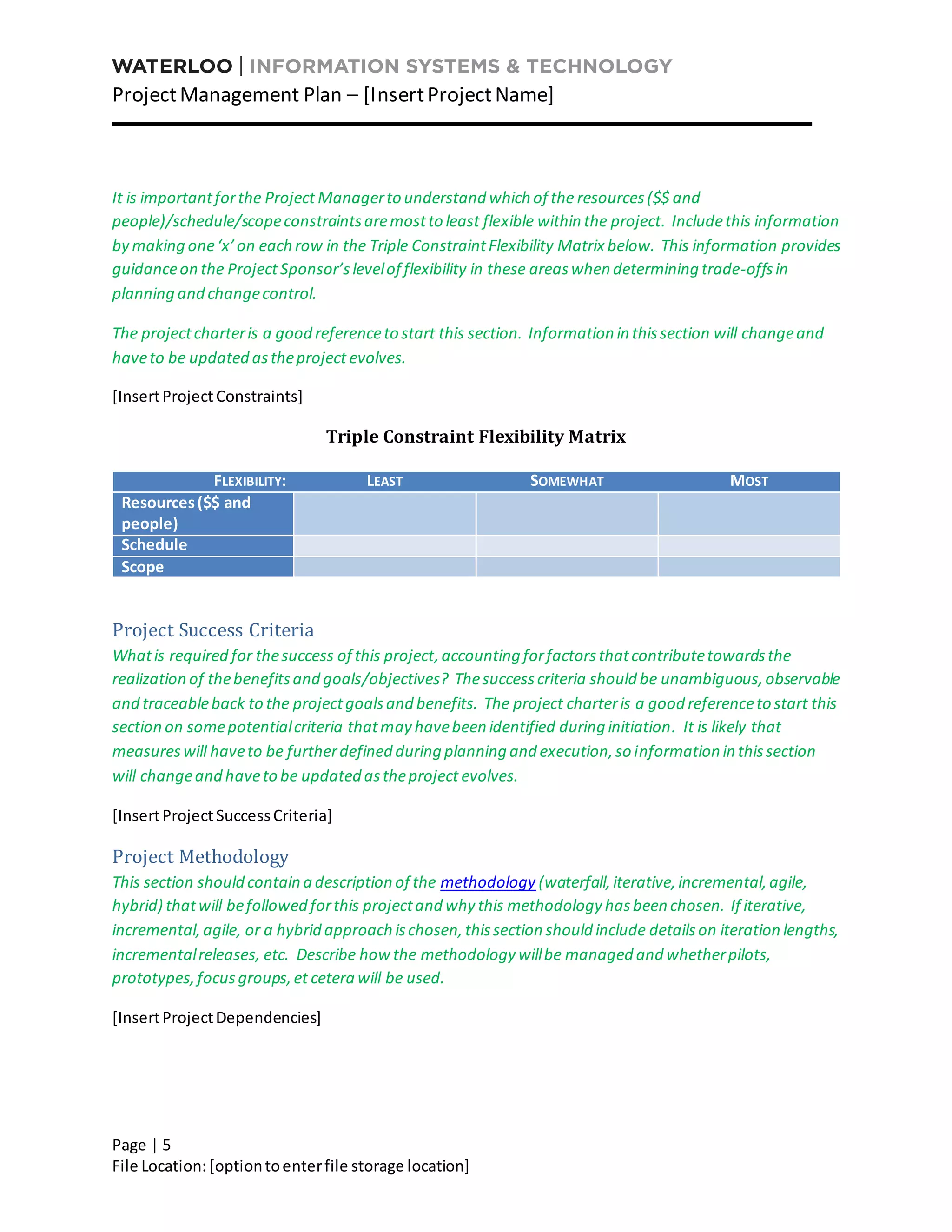 Project management plan_template | DOCX