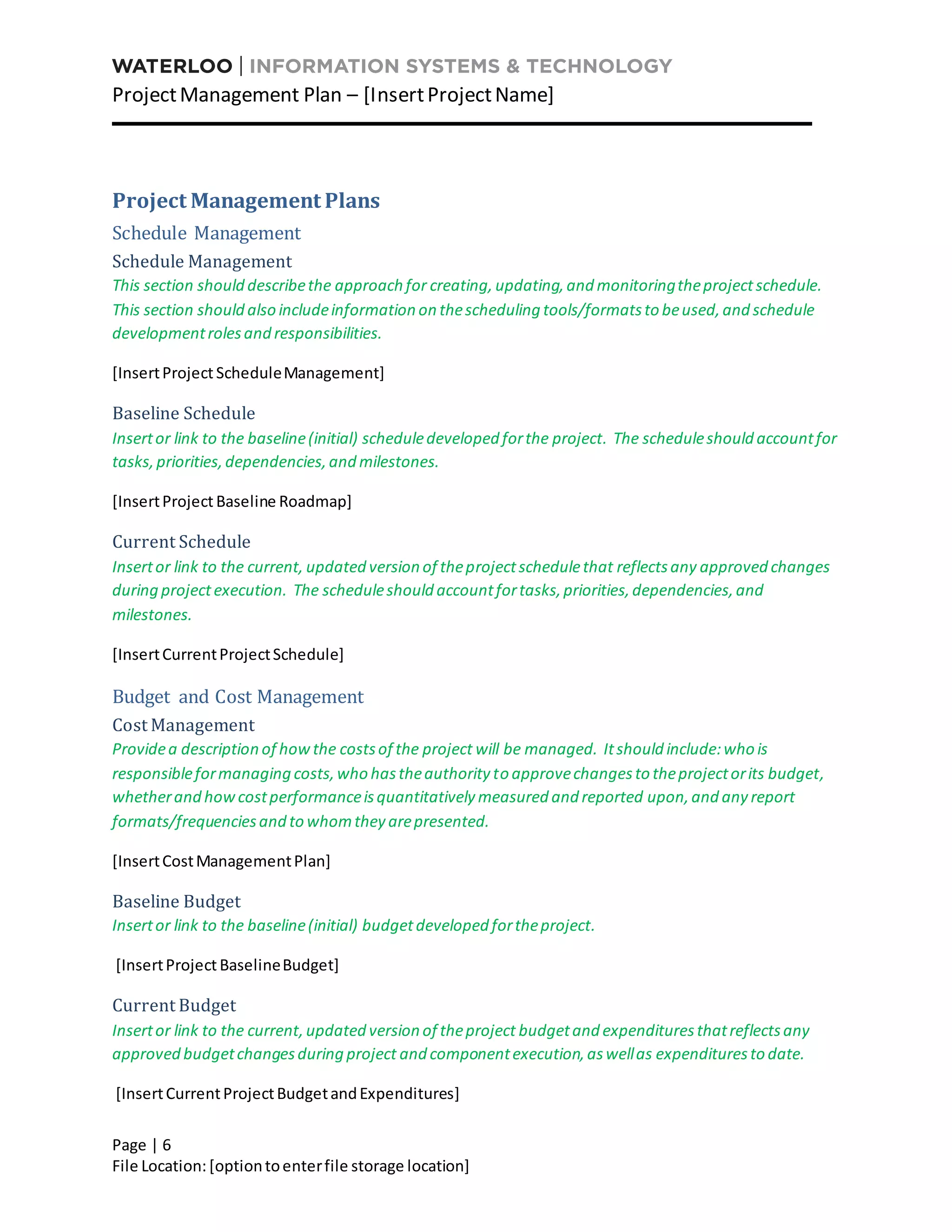 Project management plan_template | DOCX
