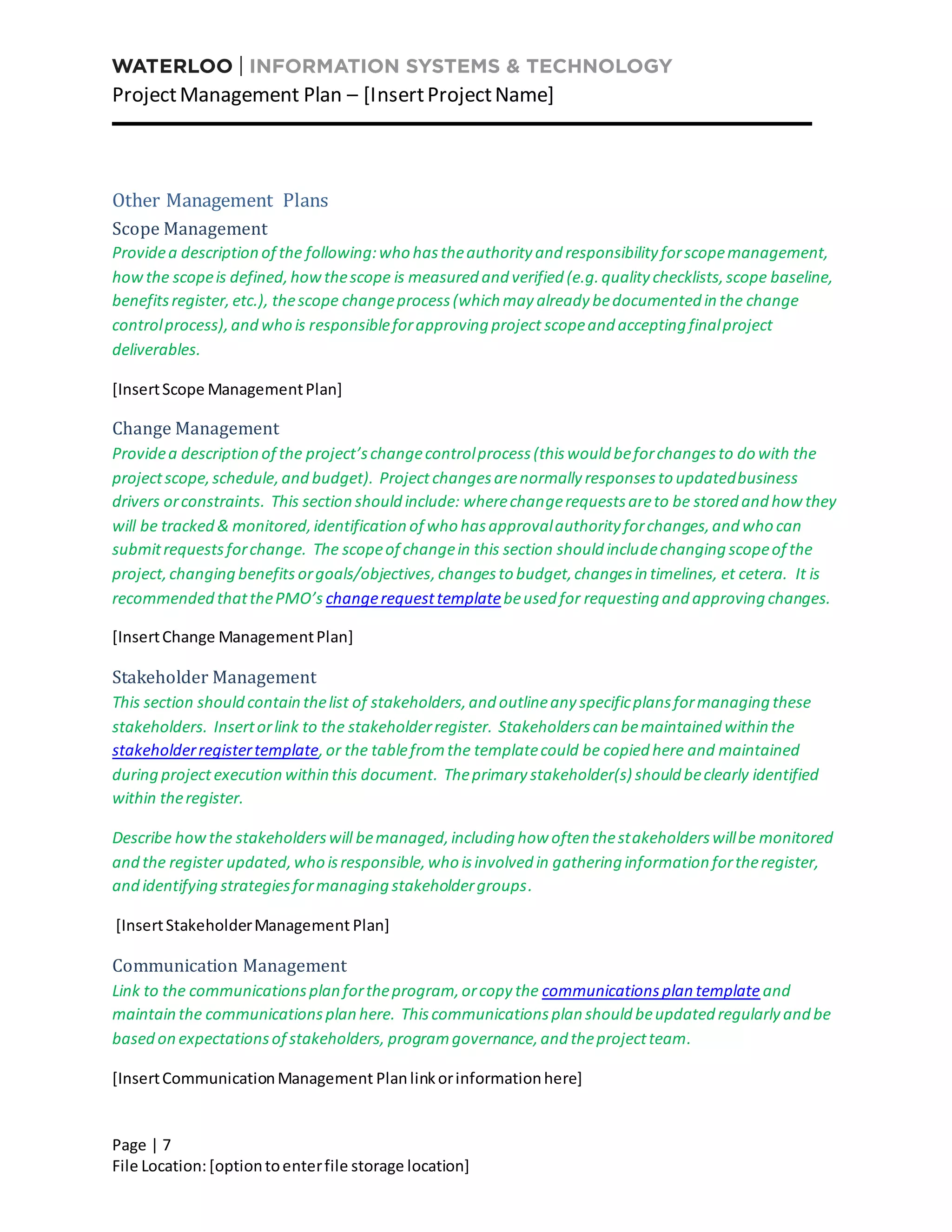 Project management plan_template | DOCX