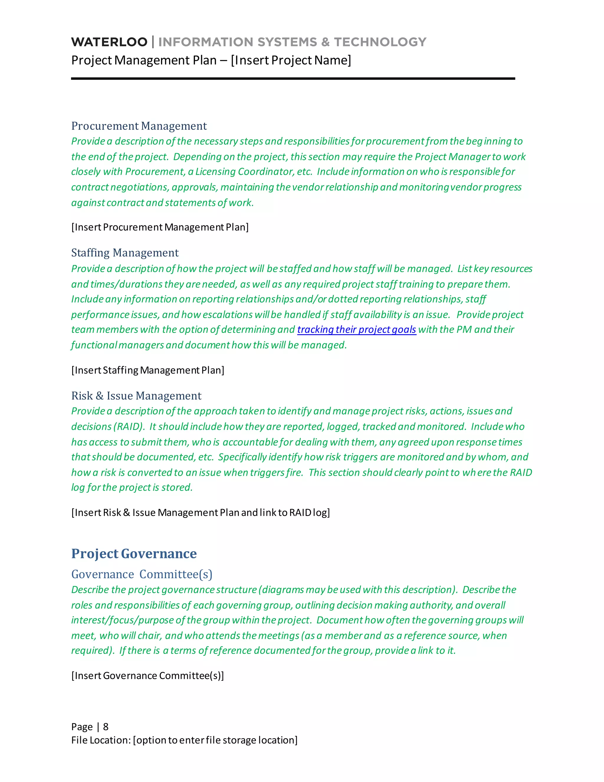 Project management plan_template | DOCX