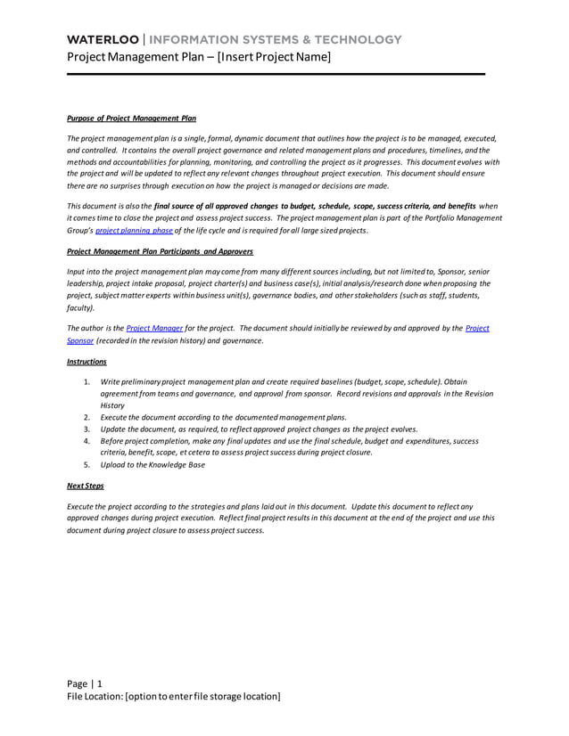 Project management plan_template | DOCX