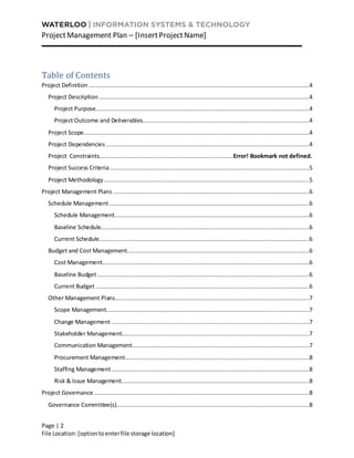 Project management plan_template | DOCX