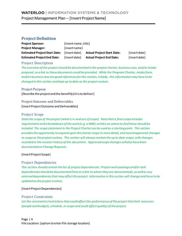 Project management plan_template | DOCX