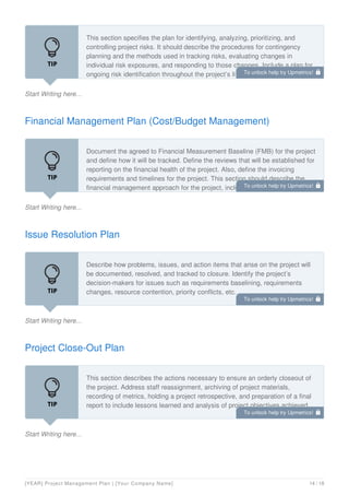 Project Management Plan Template | Upmetrics | PDF