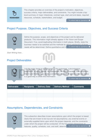 Project Management Plan Template | Upmetrics | PDF