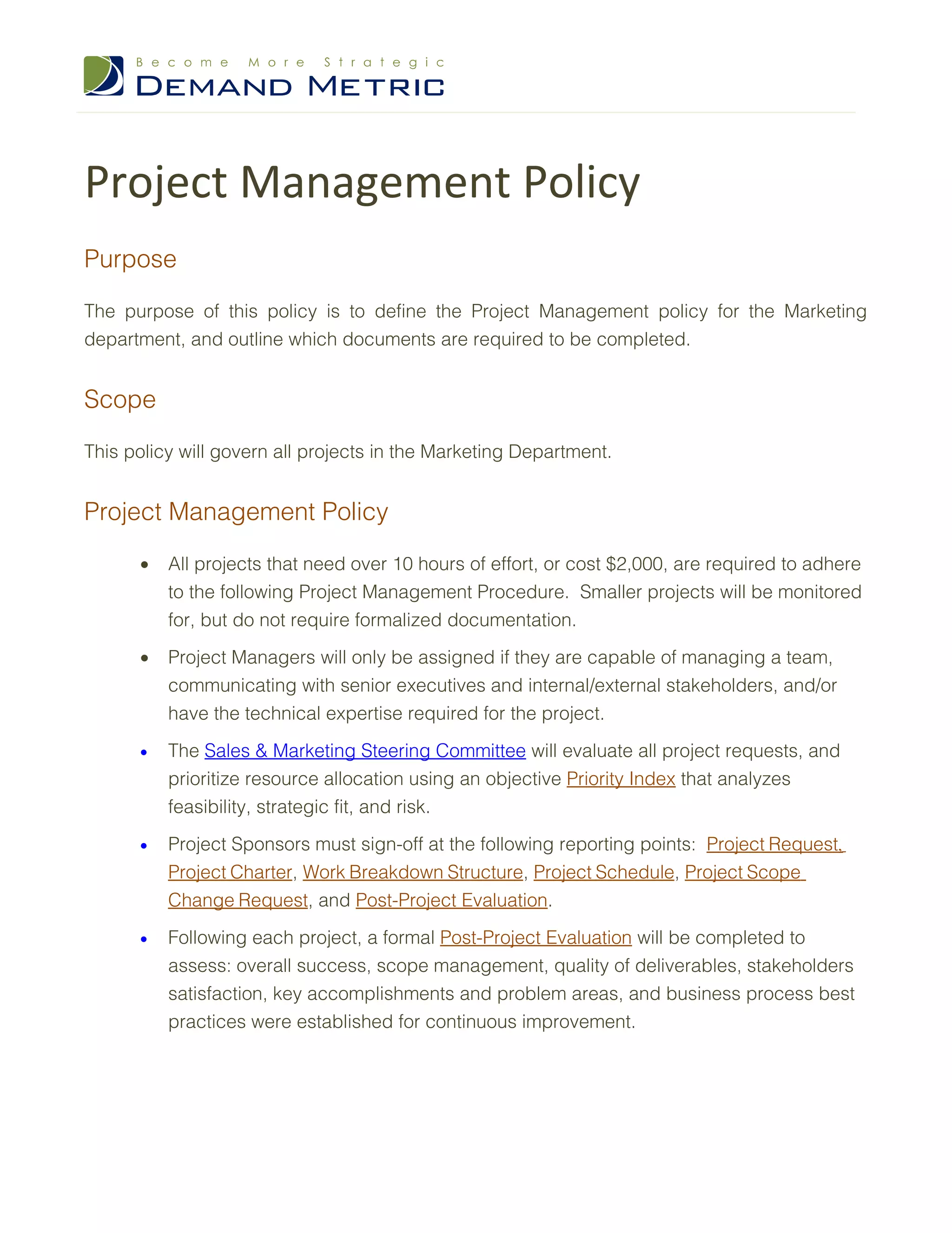 Project Management Policy | DOC